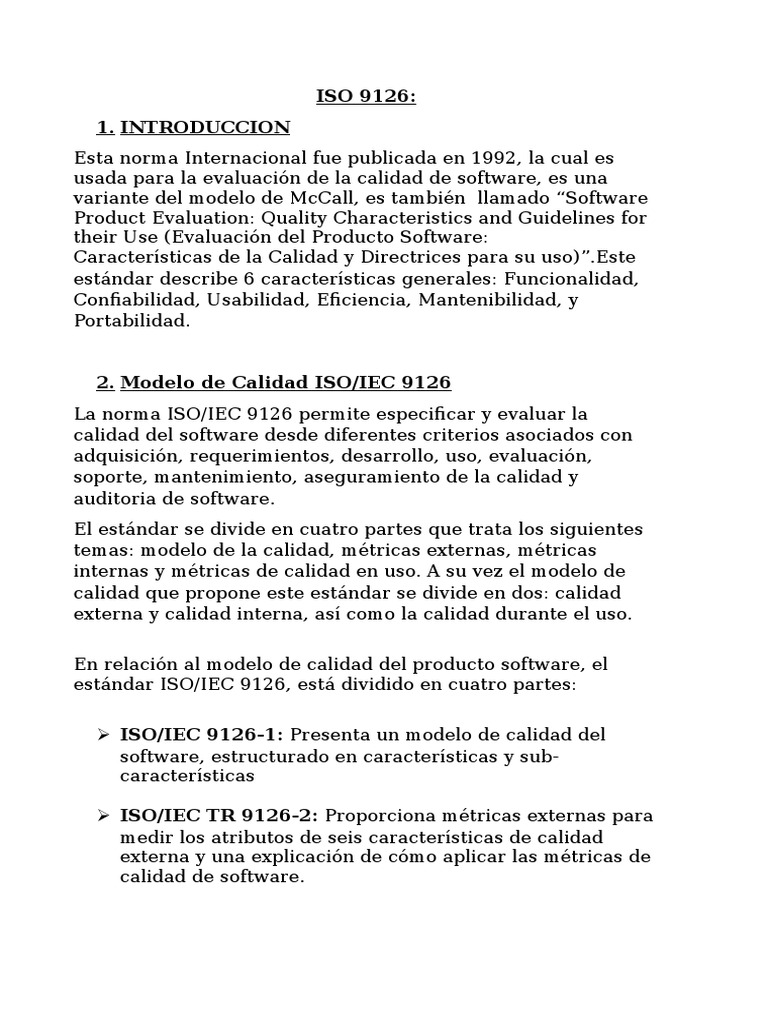 ISO 9126: Evaluación de Calidad de Software | PDF | Usabilidad | Software