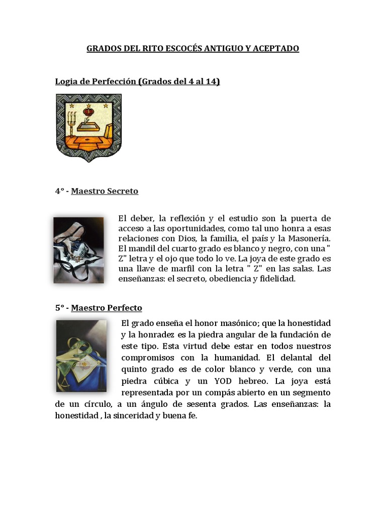Grados Del Rito Escocés Antiguo y Aceptado PDF | PDF | Masonería