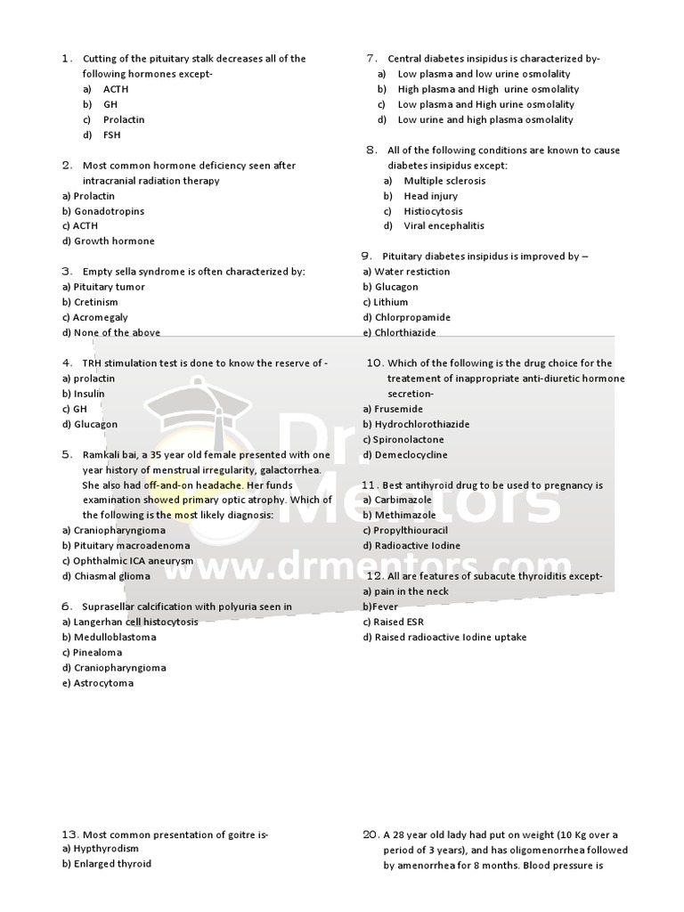 Endocrine and Reproductive System Review Questions: A Comprehensive Collection of Multiple ...