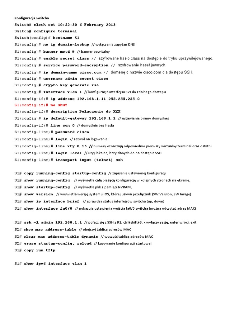 Komendy Cisco 1 | PDF