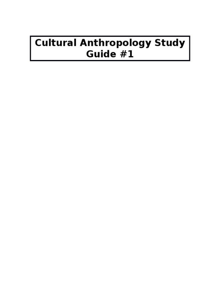 Cultural Anthropology Study Guide #1 | PDF | Anthropology | Speech