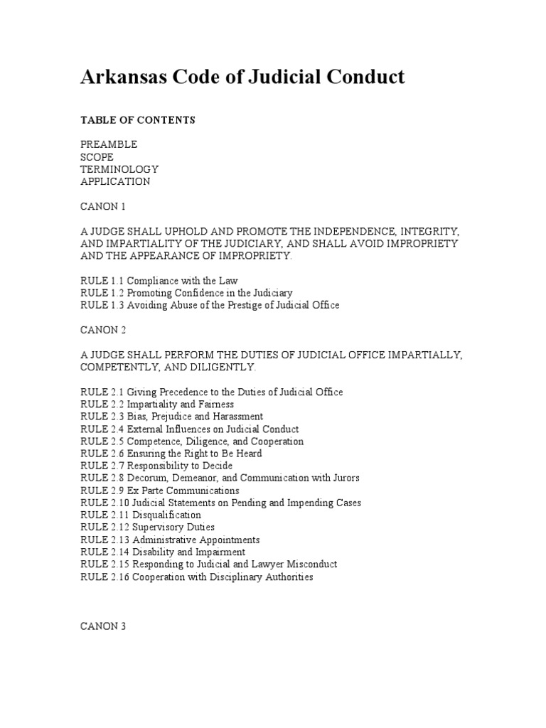 Arkansas Judicial Conduct Code | PDF | Judicial Disqualification | Judge