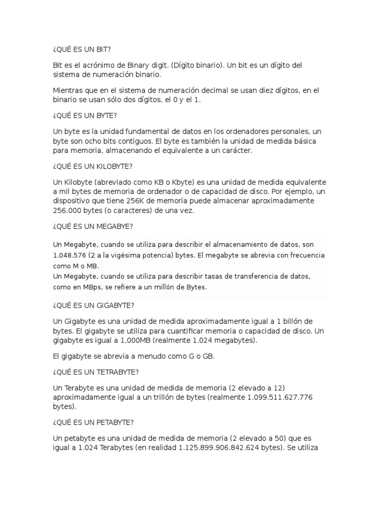 Qué Es Un Bit | PDF | Byte | Poco