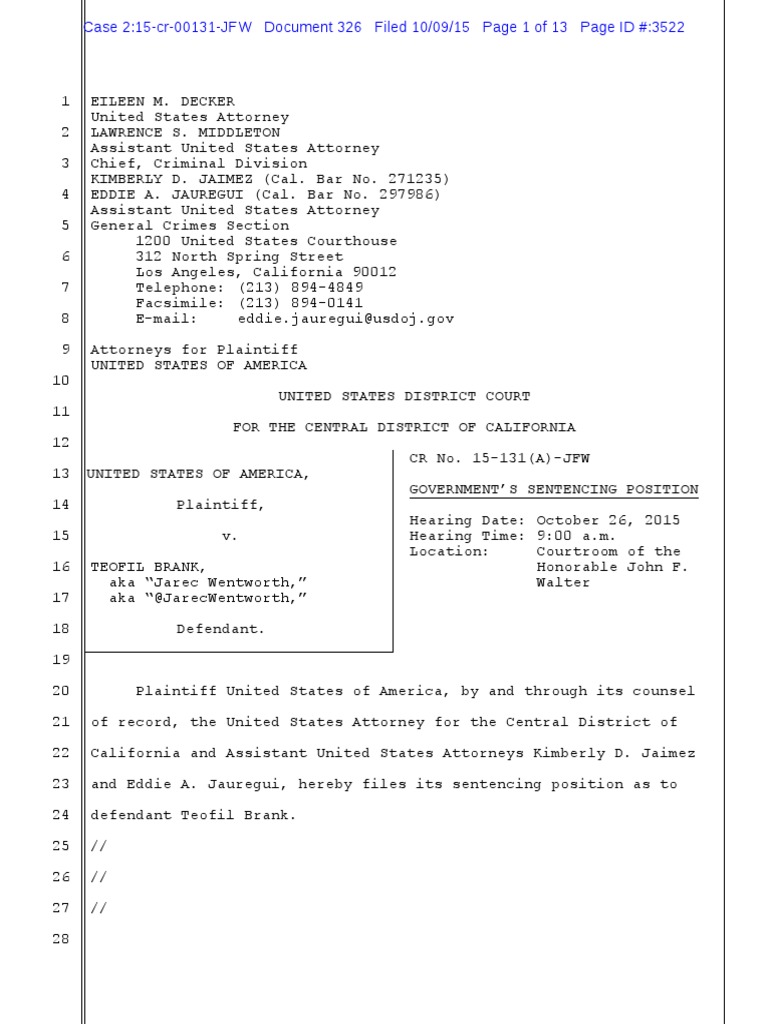 Sentencing rec | United States Federal Sentencing Guidelines | Probation