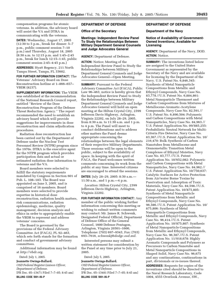 Notice: Meetings: Independent Review Panel To Study The Relationships ...