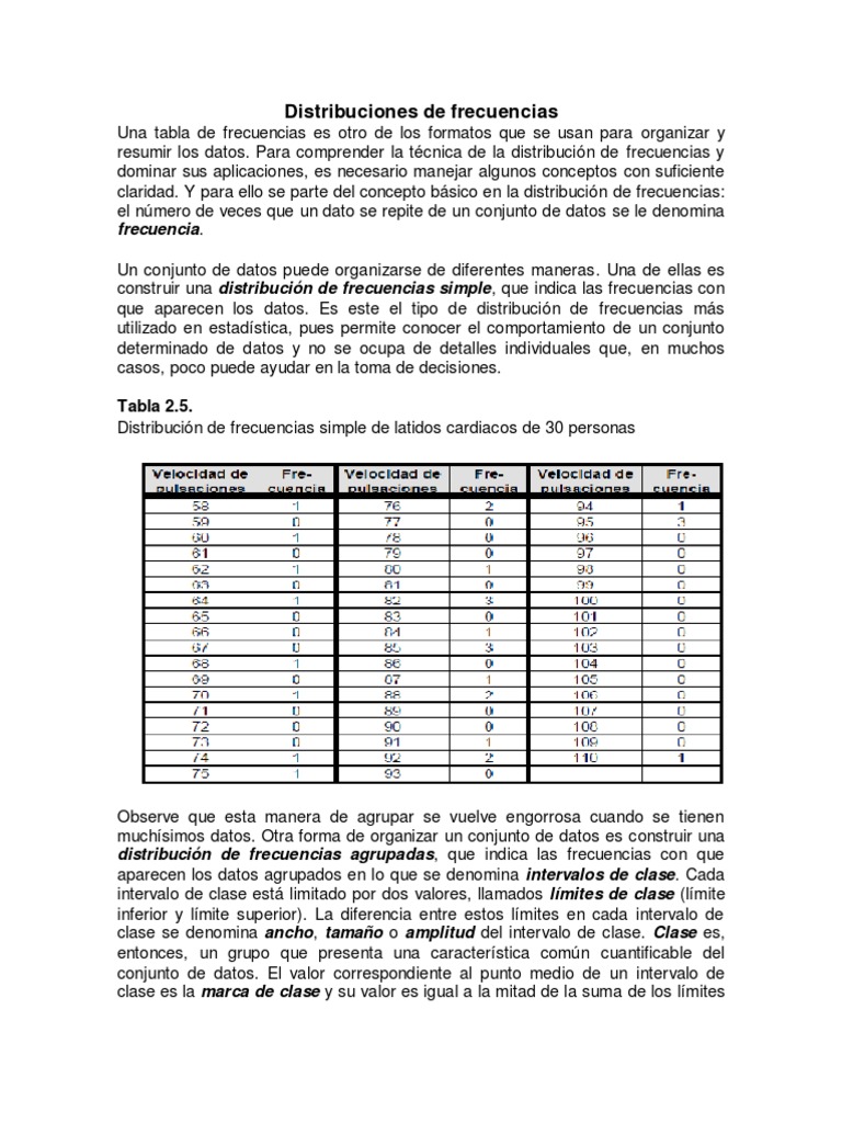 Distribuciones de Frecuencias en Estadística | PDF | Histograma ...