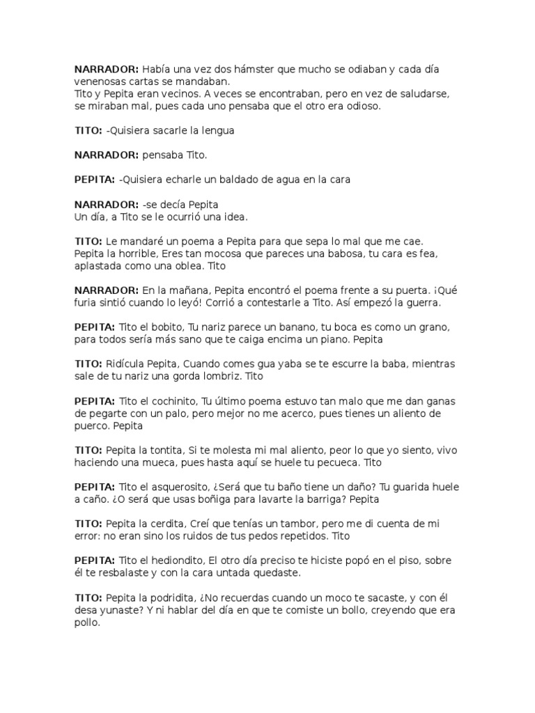 Escrito Del Cuento "Tito y Pepita" | PDF | Ocio