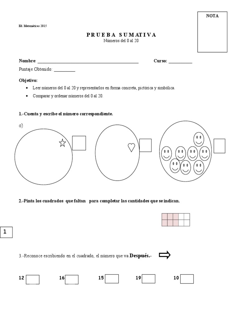 Actividades de Números 0-20 para Niños | PDF