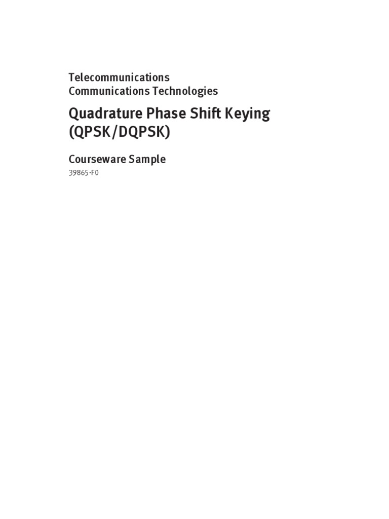 Quadrature Phase Shift Keying Qpsk Pdf Modulation Radio Technology