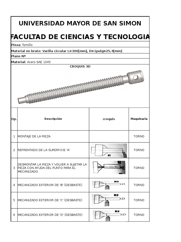 Hoja de Procesos Prenza Tornillo | PDF