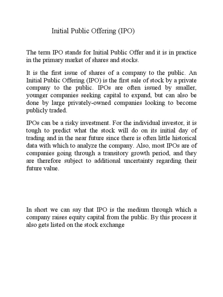 Initial Public Offering | PDF | Initial Public Offering | Stocks