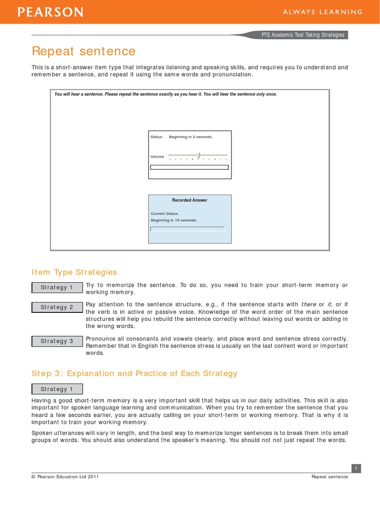 PTE A Strategies | PDF | Stress (Linguistics) | English Language