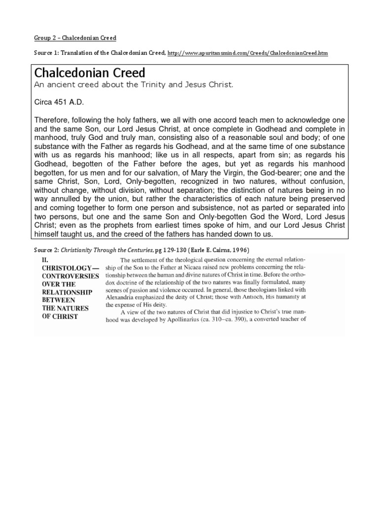 Group 2 - Chalcedonian Creed | PDF