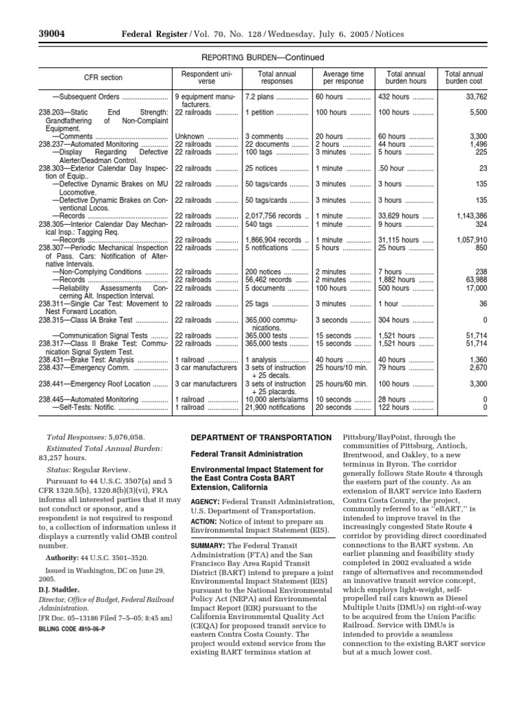 eBART Extension EIS Overview | PDF | Bay Area Rapid Transit ...