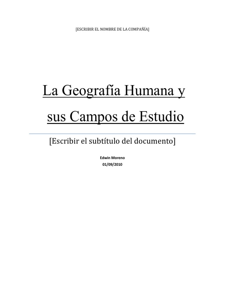 La Geografia Humana y Sus Campos de Estudio | PDF | Ciencias sociales ...