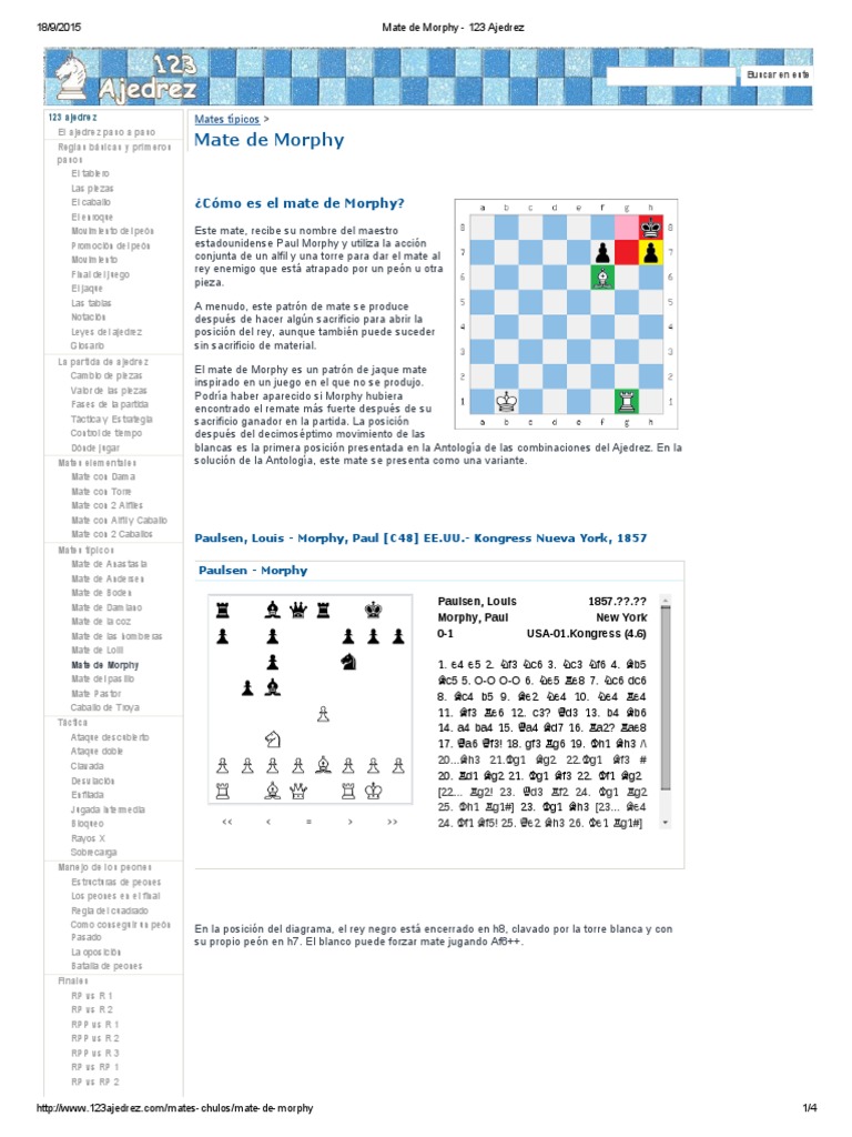 Mate de Morphy en Ajedrez: Estrategia Clave | PDF | Ajedrez | Teoría de ...