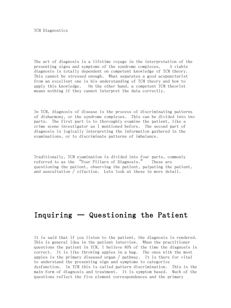 TCM Diagnostics | Download Free PDF | Traditional Chinese Medicine | Pulse