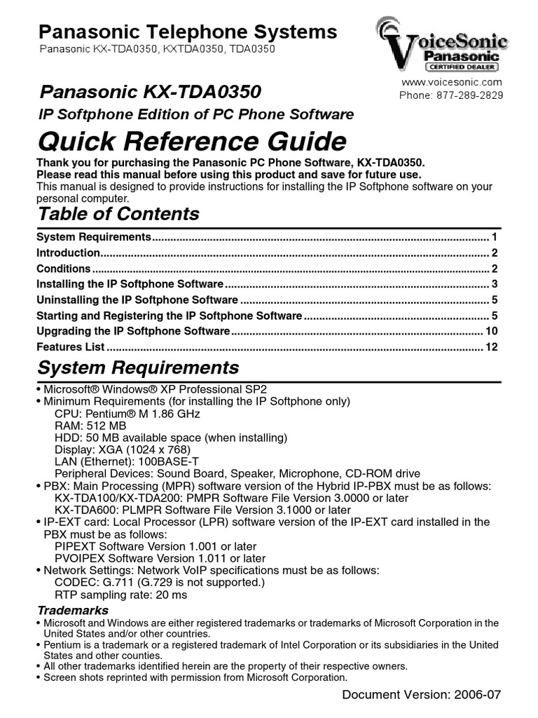 KX-TDA0350 IP Softphone Guide | PDF | Personal Computers | Electronics