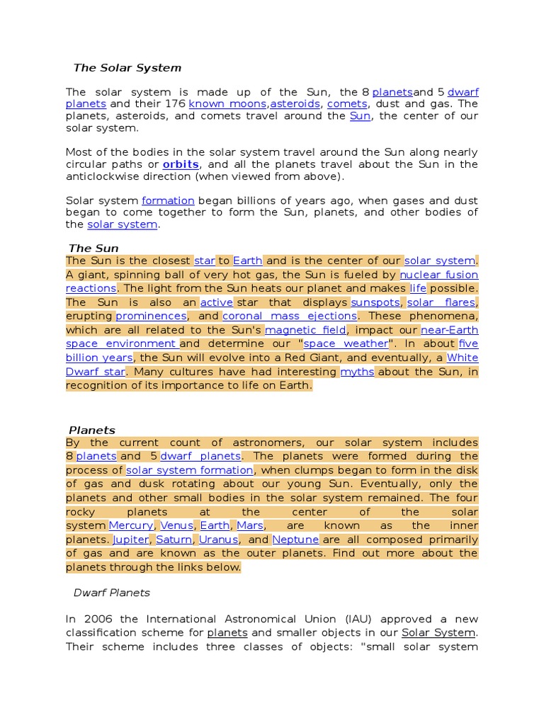 An In-Depth Exploration of Our Solar System: From the Sun and Planets ...