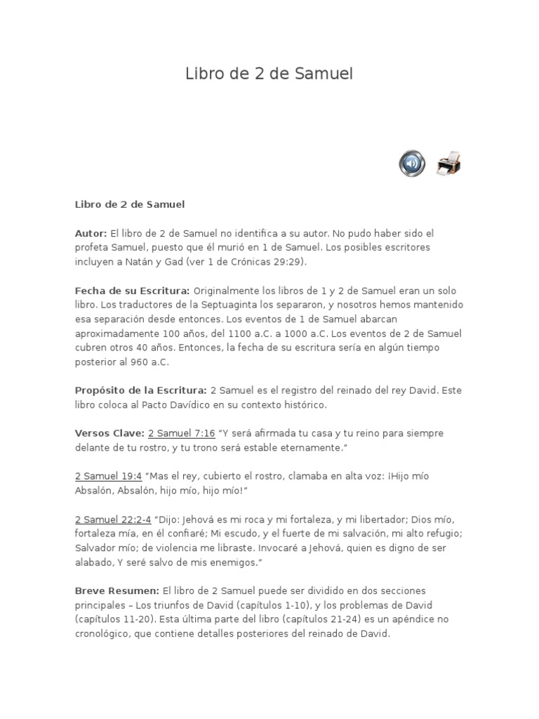 Resumen del Libro de 2 Samuel | PDF | David | Biblia hebrea