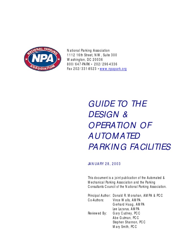 Automated Parking Facility Design Guide | PDF | Automation | Industries