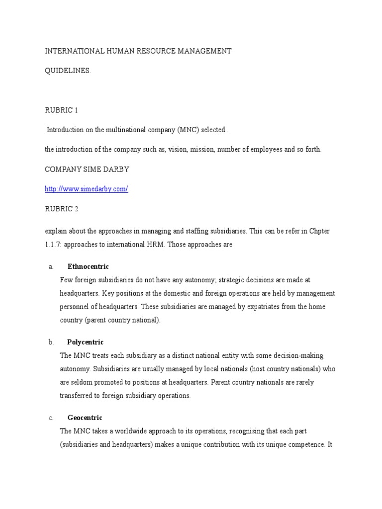 MNC Staffing Approaches and Challenges | PDF | Taxes | Human Resource ...