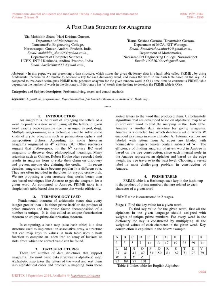 A Fast Data Structure For Anagrams | PDF | String (Computer Science ...