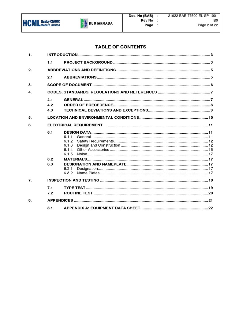 Specification For 6.6kV 440V Power Transformer | PDF | Transformer ...