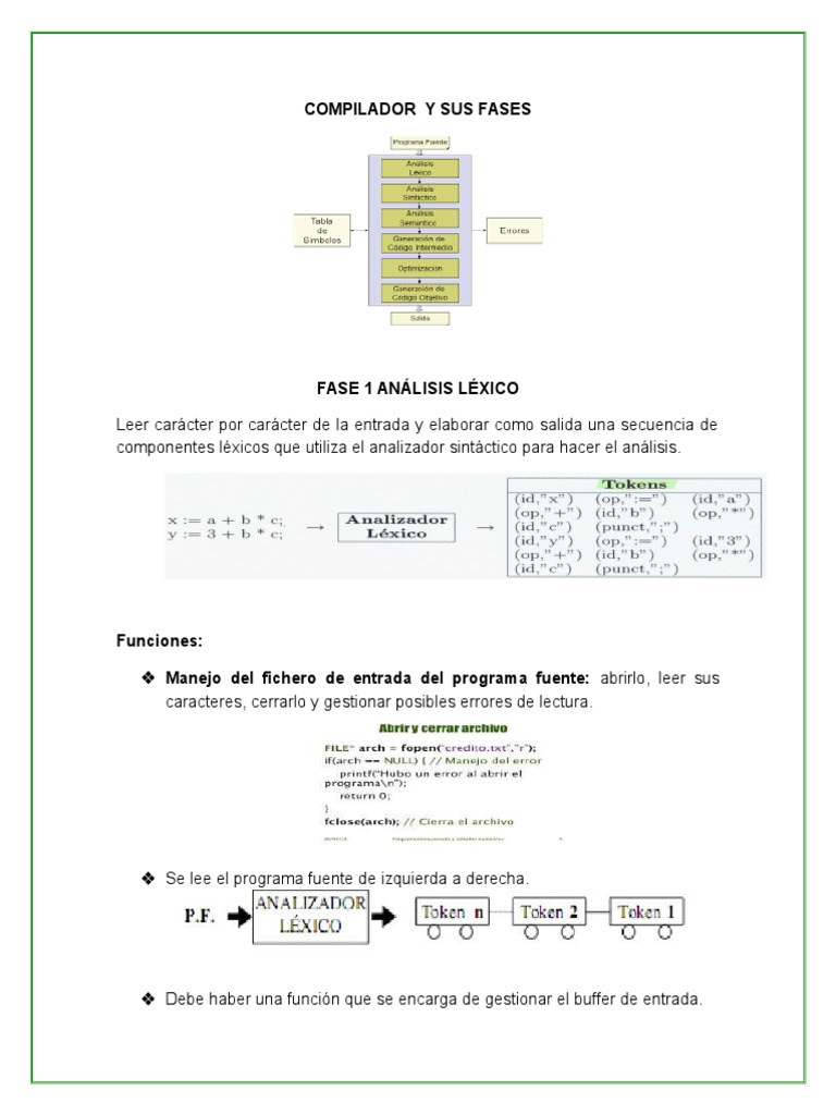 Fase Análisis Léxico | Compilador | Análisis