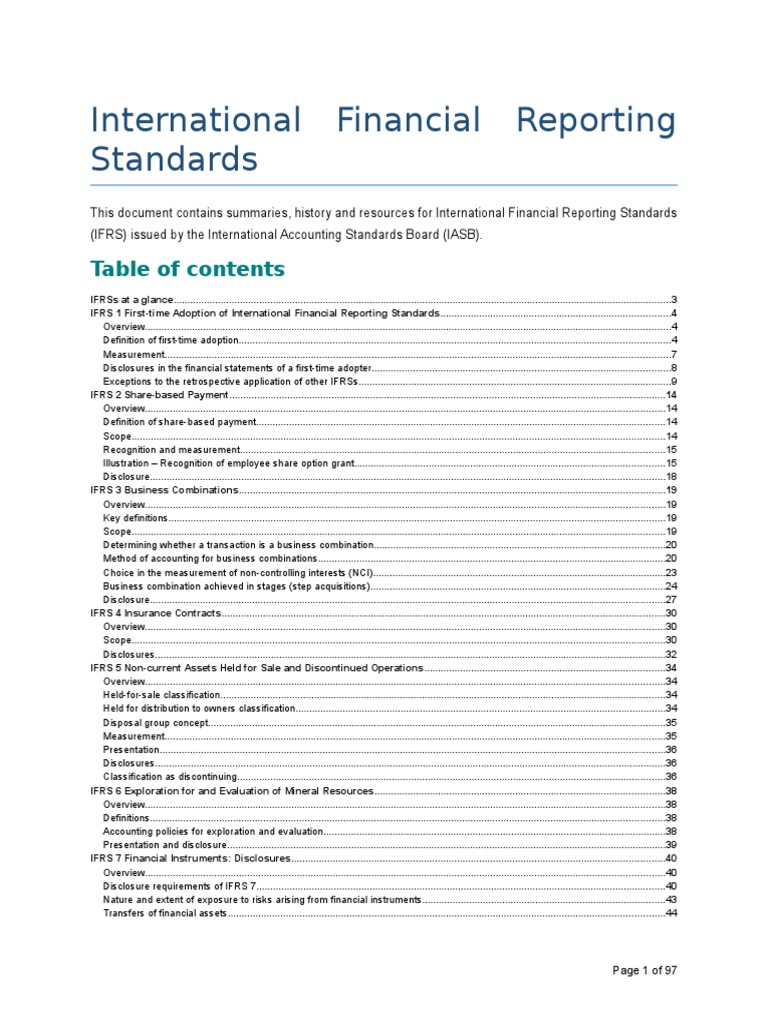 IFRS Summary | PDF | International Financial Reporting Standards ...