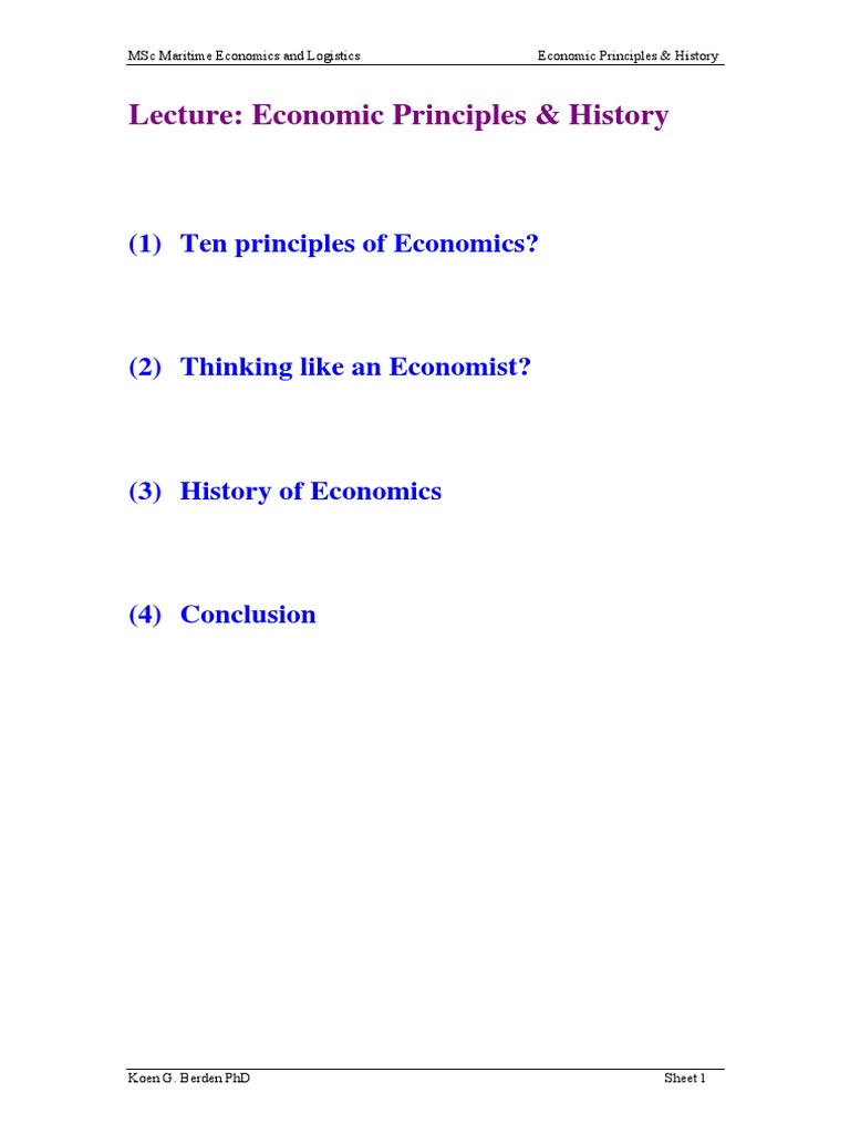 Lecture 01 Economic Principles History | PDF | History Of Economic ...