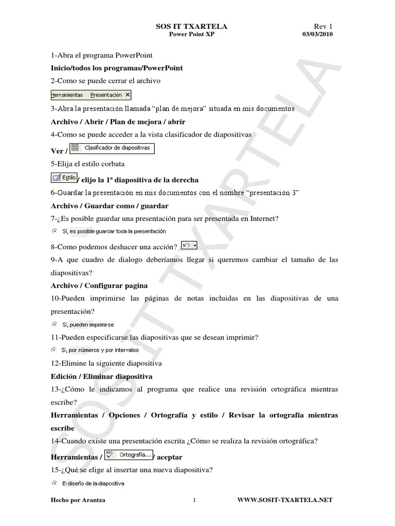 Power Point XP (Todas Las Preguntas de La DEMO) PDF | PDF | Microsoft PowerPoint | Point and Click