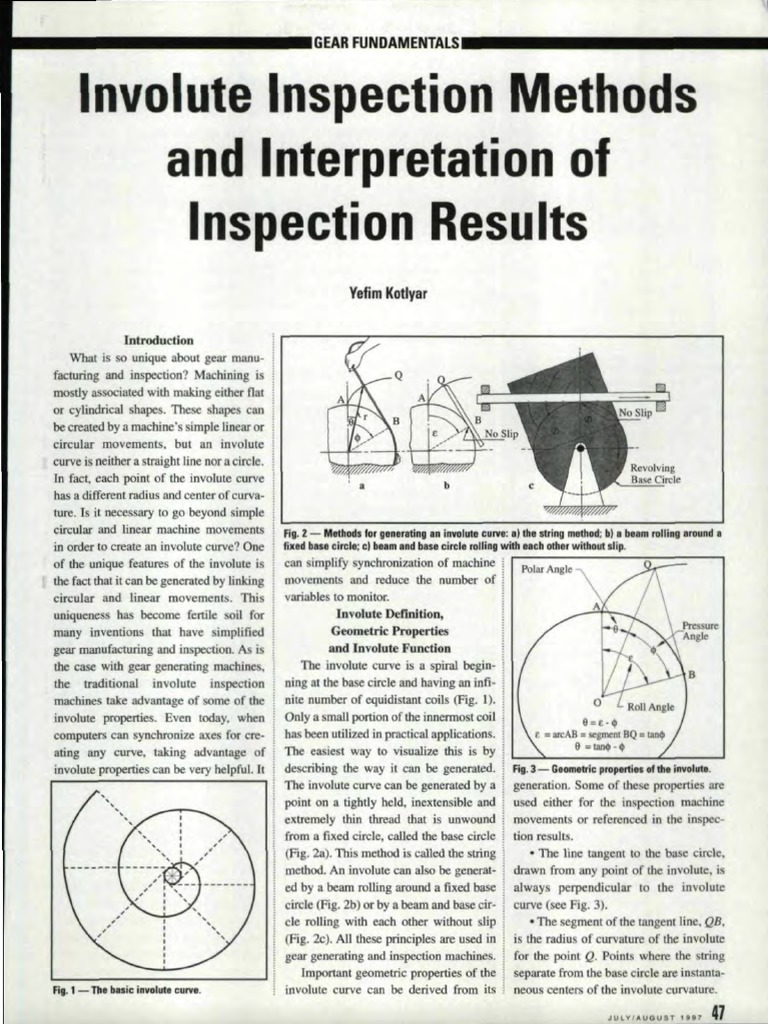 Involute Inspection Methods and Interpretation of Inspection Results ...