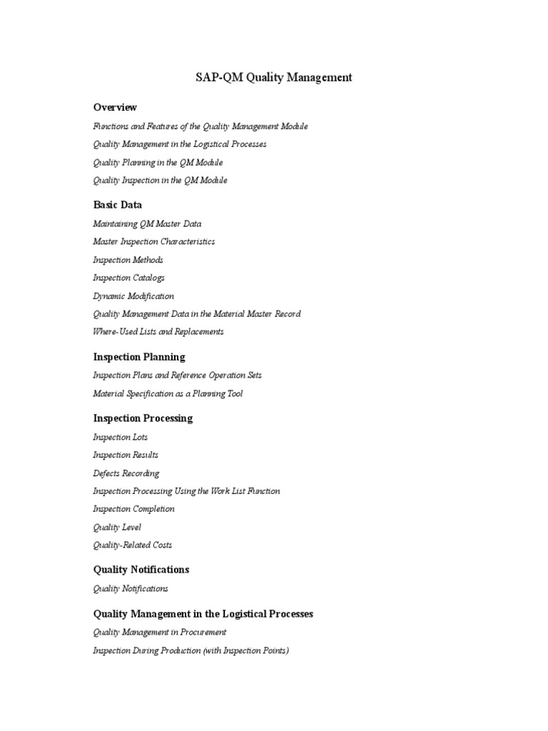 SAP-QM Quality Management | Download Free PDF | Quality Management ...