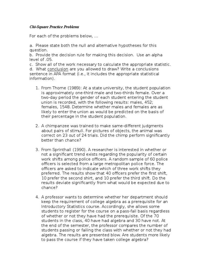 Chi-Square Practice Problems | PDF | Chi Squared Distribution | Antipsychotic