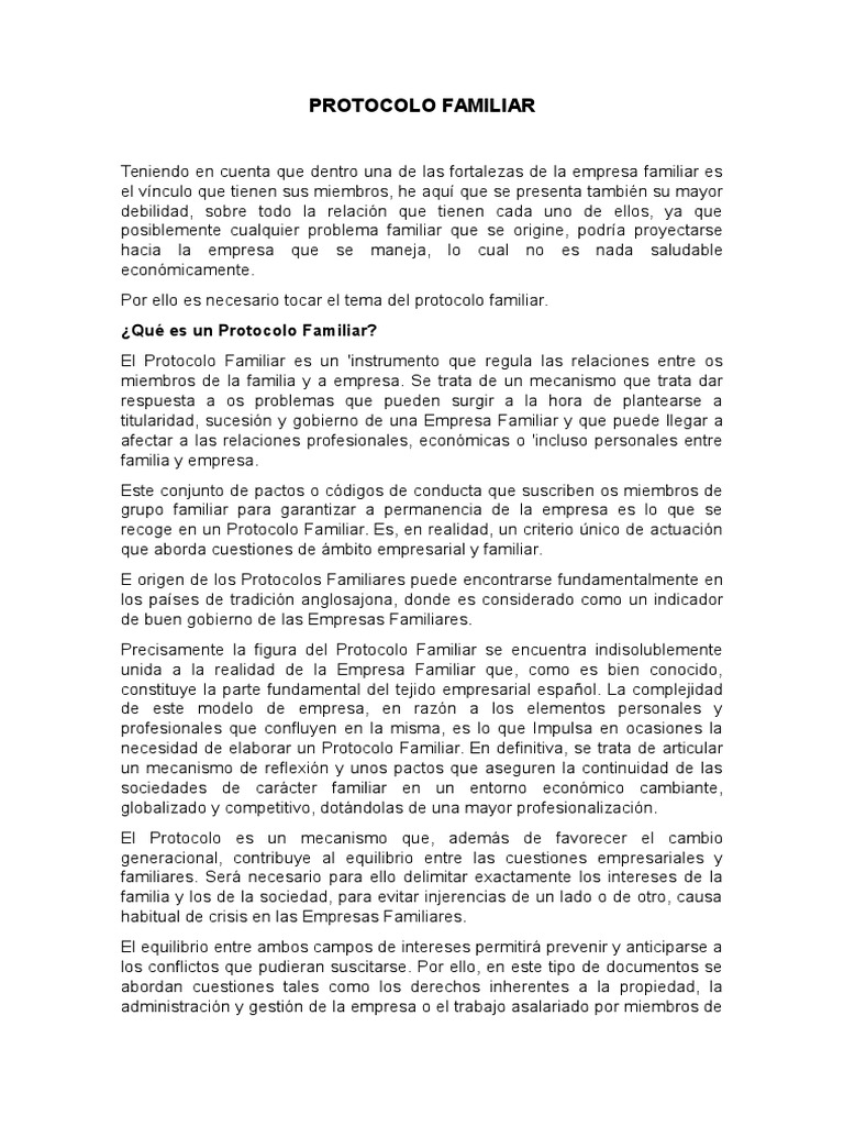 Protocolo Familiar | PDF | Familia | Sociedad
