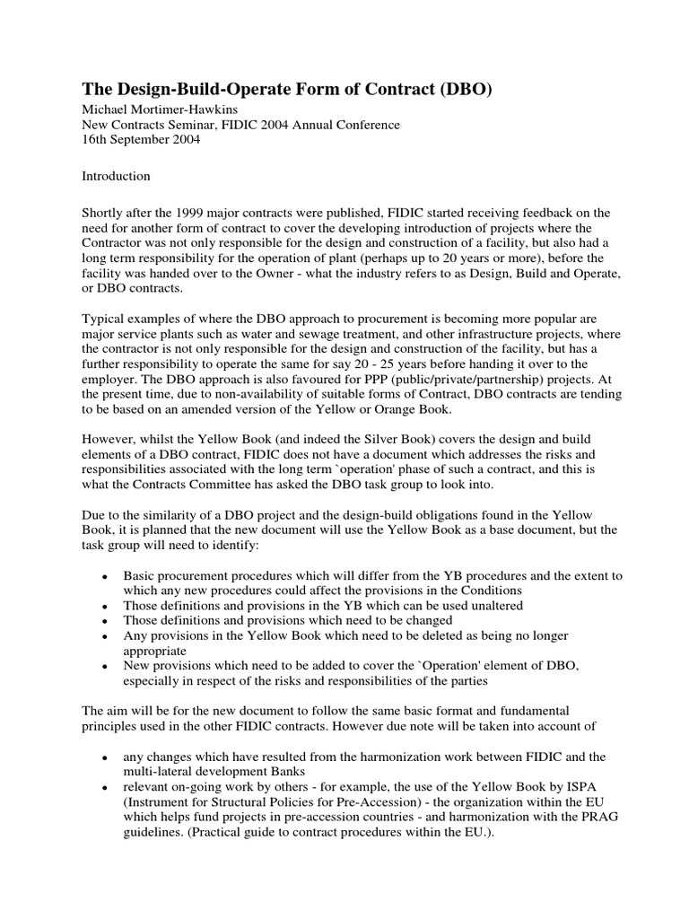 DBO Contract Overview and Development | PDF | Government | Business