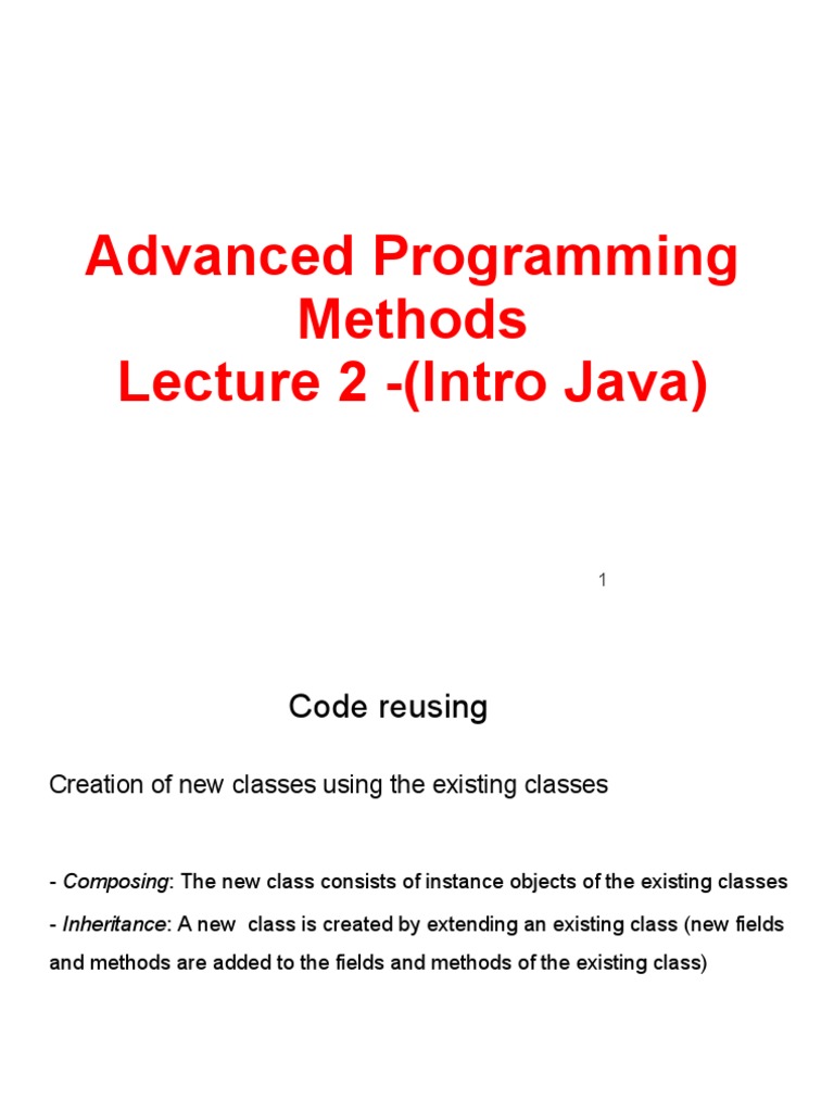 Lecture2 Intro Java Part2 Pdf Inheritance Object Oriented 7101