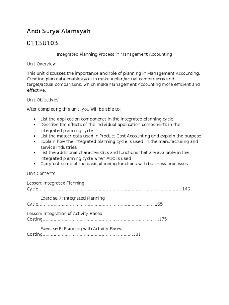 Integrated Planning in Management Accounting | PDF | Profit (Accounting ...