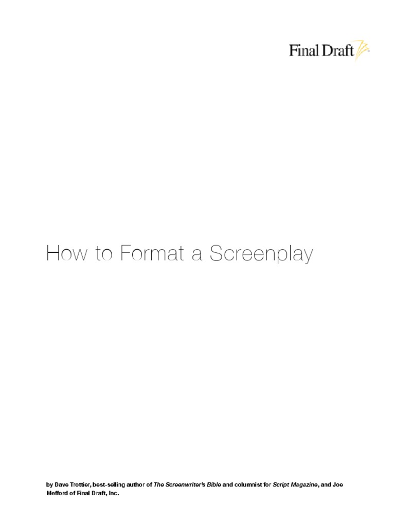 How To Format A Screenplay | PDF | Screenplay | Filmmaking