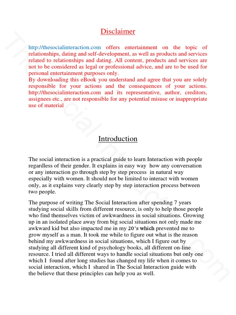 The Social Interaction PDF | PDF | Body Language | Self Esteem