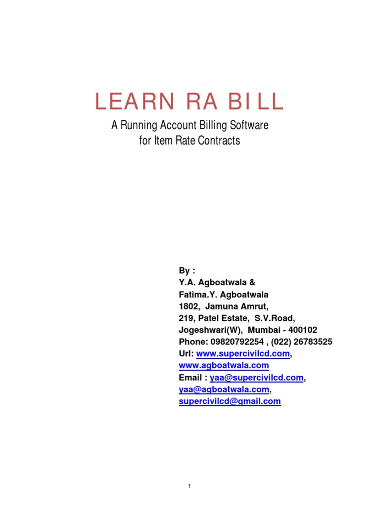 Learn RA Bill-Running Account Billing Software | PDF | Microsoft Excel ...