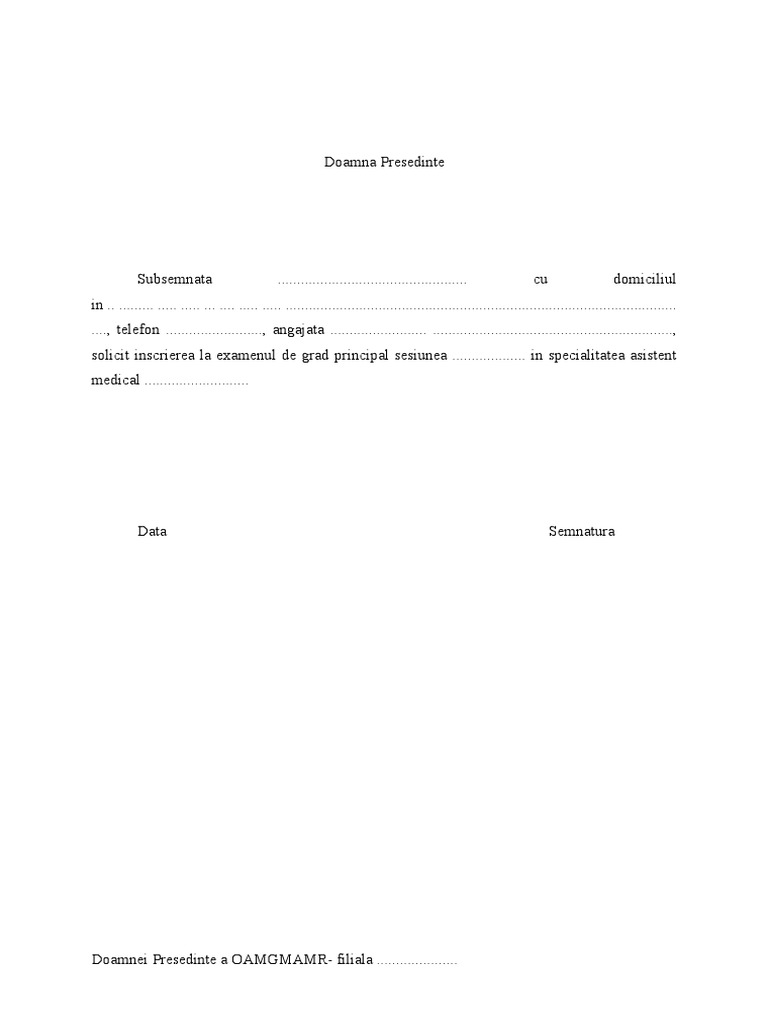 Model Cerere Examen Grad Principal | PDF