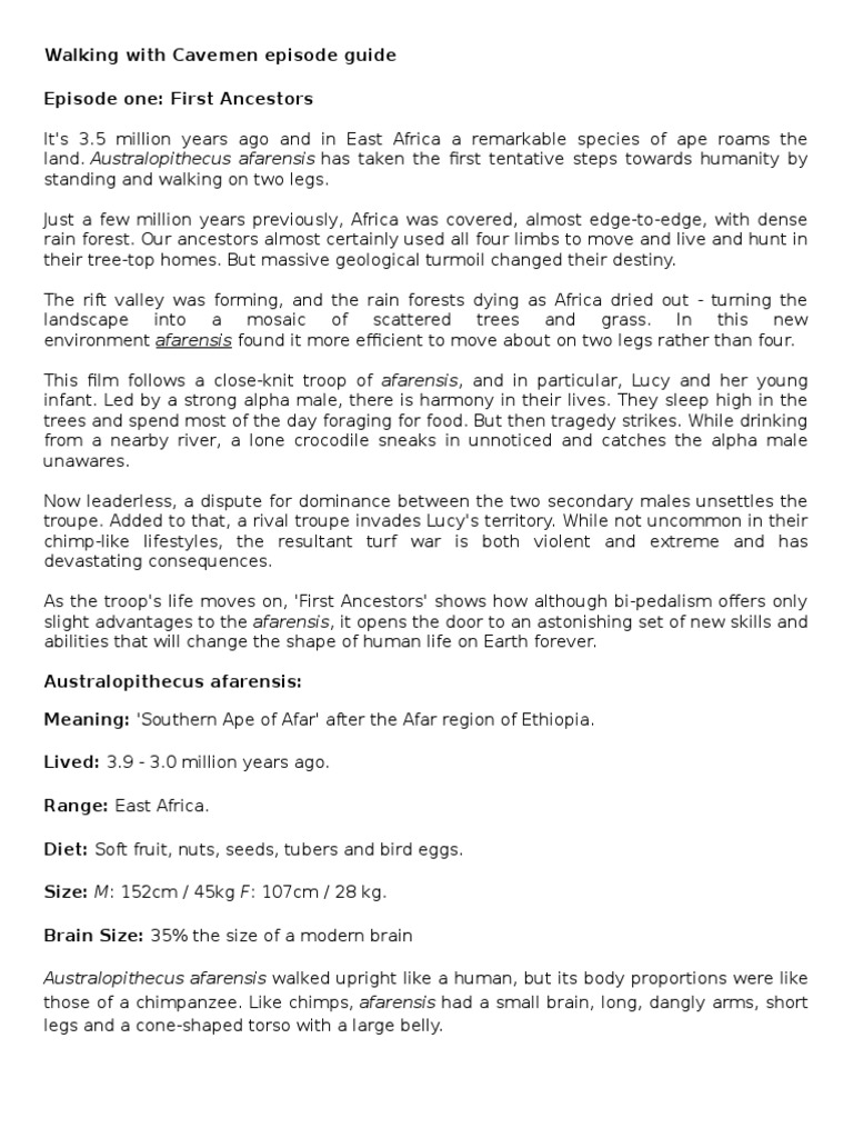 Walking With Cavemen Australopithecus