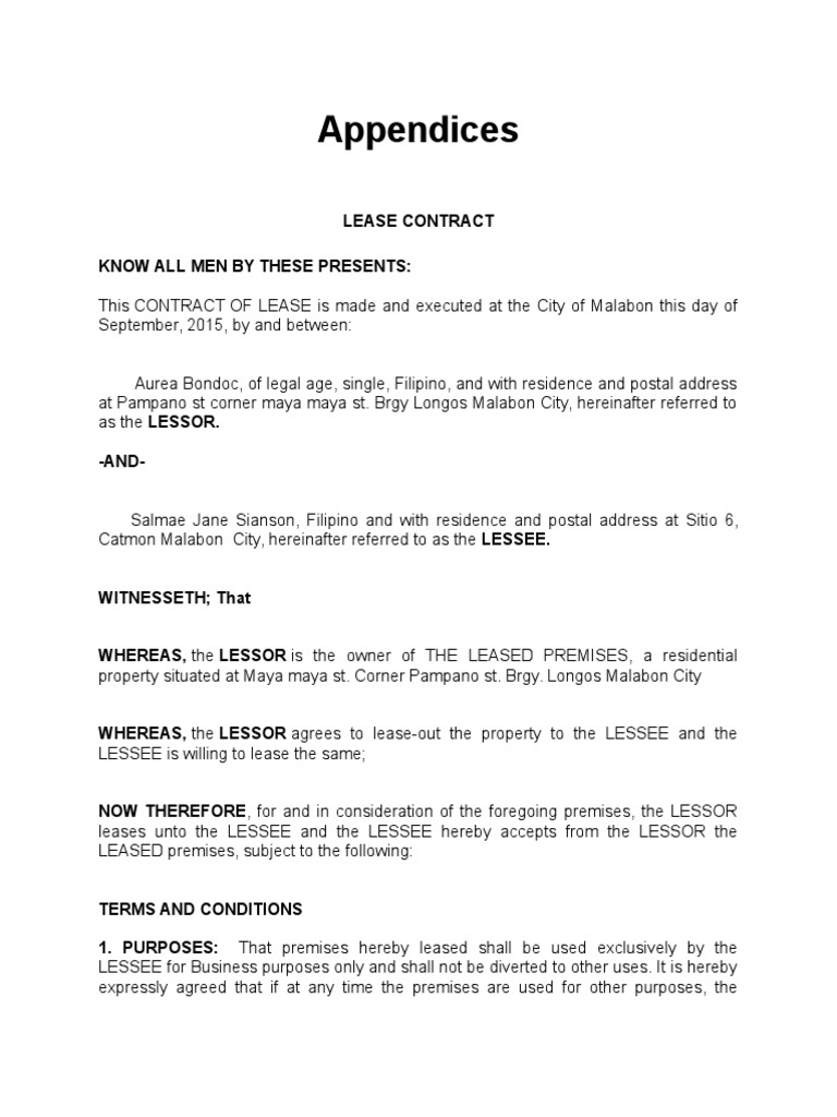 Appendices | PDF | Lease | Private Law