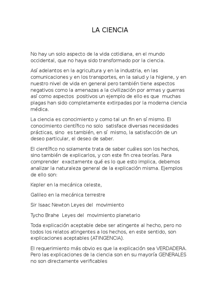 Ensayo Sobre La Ciencia | PDF | Science | Hipótesis