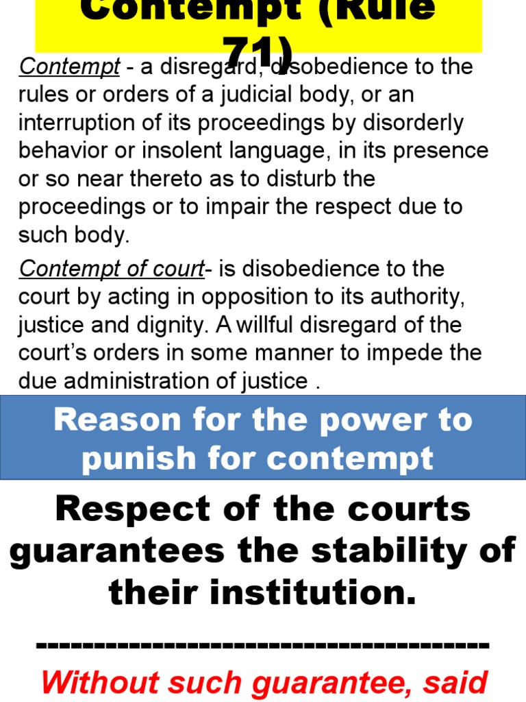 Contempt (Rule 71) - REPORT | PDF | Contempt Of Court | Writ Of Prohibition