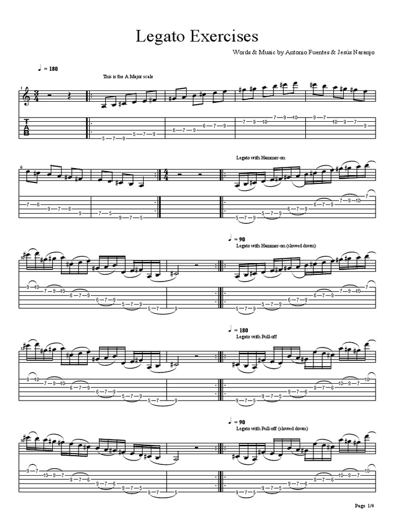 Advanced Guitar Technique Exercises - Legato | PDF | Musical Techniques ...