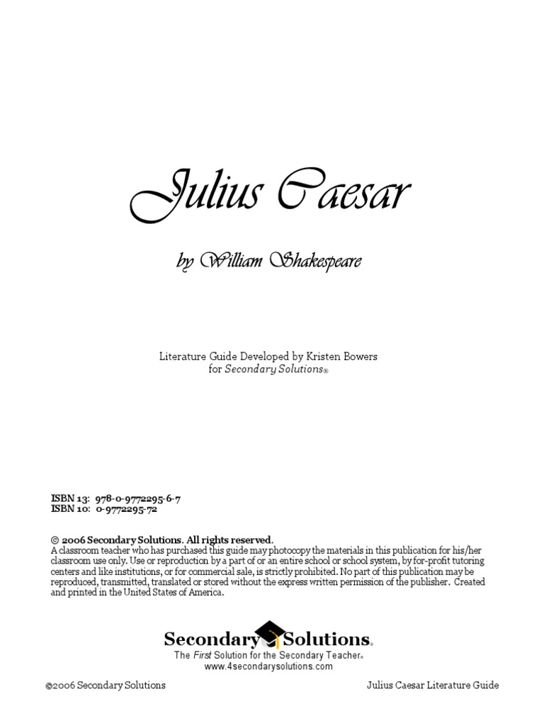 Caesar Unit Plan With Good Resources | PDF | Julius Caesar | William ...