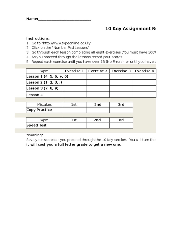 10 Key Record Sheet | PDF | Computers | Technology & Engineering
